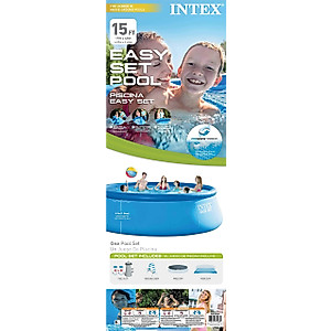 Intex Above Ground Swimming Pool, Ladder with Pump and 15’ Pool Debris Cover