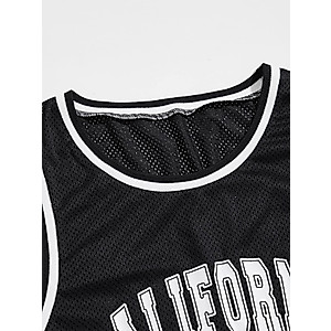 SOLY HUX Men's California Mesh Athletic Basketball Jersey Letter Print Sleeveless Tank Top Black M