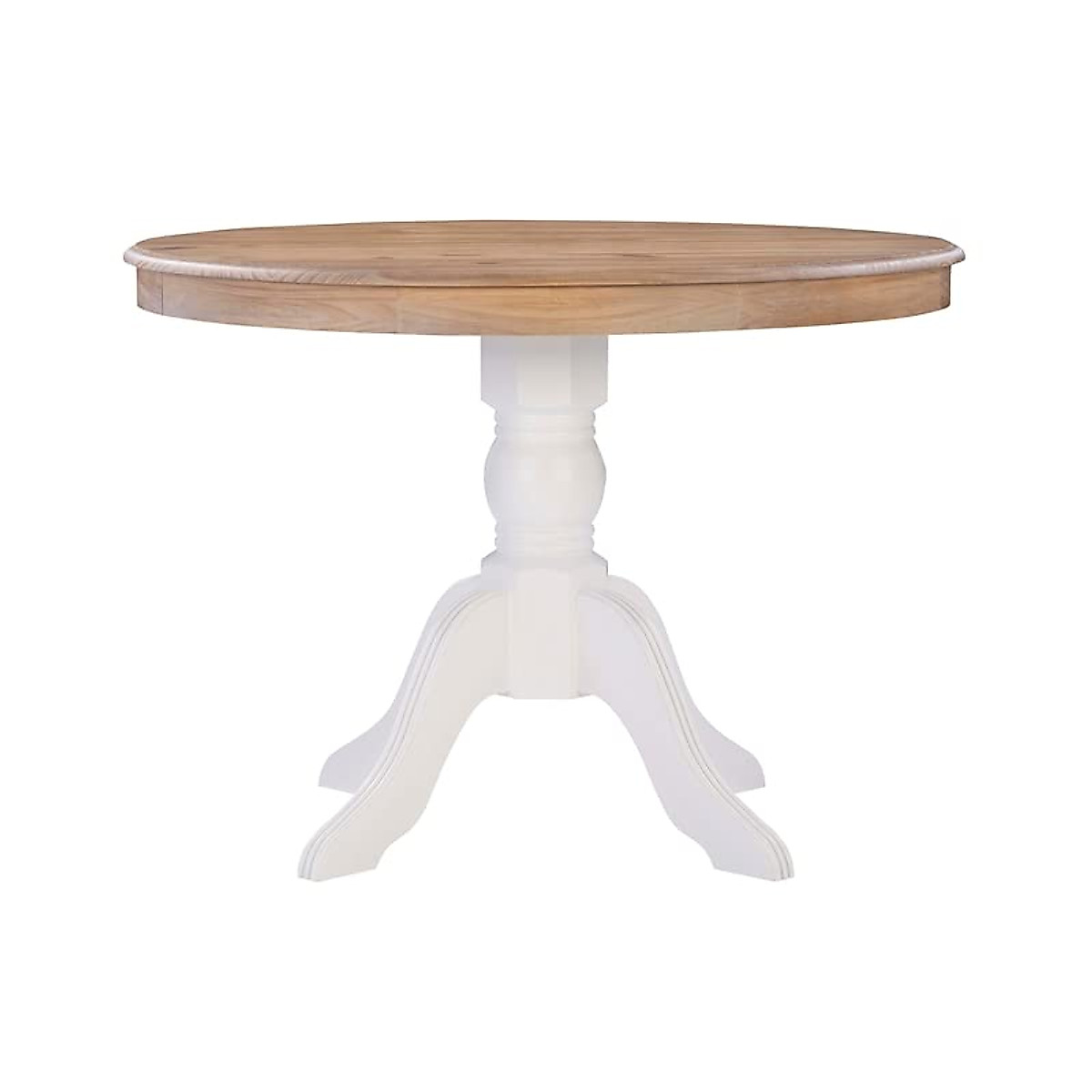 Linon Troyin Wood Pedestal Dining Table in Natural Brown and White