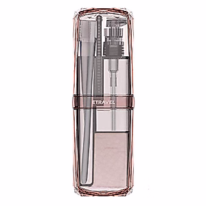 Portable Toothbrush Cup 8 in 1 Wash Set Storage Case, Toothbrush & Toothpaste Shower Gel Shampoo Comb Travel Kits Toiletry Sub (Pink)