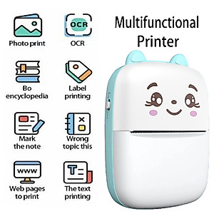 Funducts Mini Pocket Printer, Portable Thermal Printer for Pictures/Retro-Style Photos/Receipts/Notes/Lists/Label/Memo/QR Codes, Wireless Bluetooth Printer with Android or iOS APP (Blue)