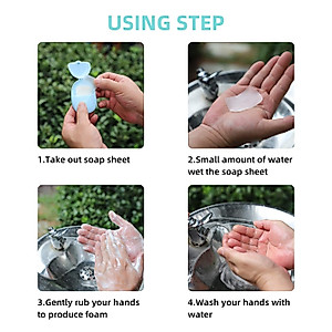 BAIKAFU 6 Boxes (300 Sheets) Mini Portable Disposable Travel Paper Soap Sheets Foaming Hand Washing Bath Scented hand soap for Indoor, Outdoor, Travel, Camping Hiking