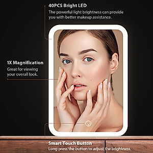 NEZZOE Lighted Makeup Mirror, USB Rechargeable Portable Compact LED Vanity Mirror with Touch Screen Dimming