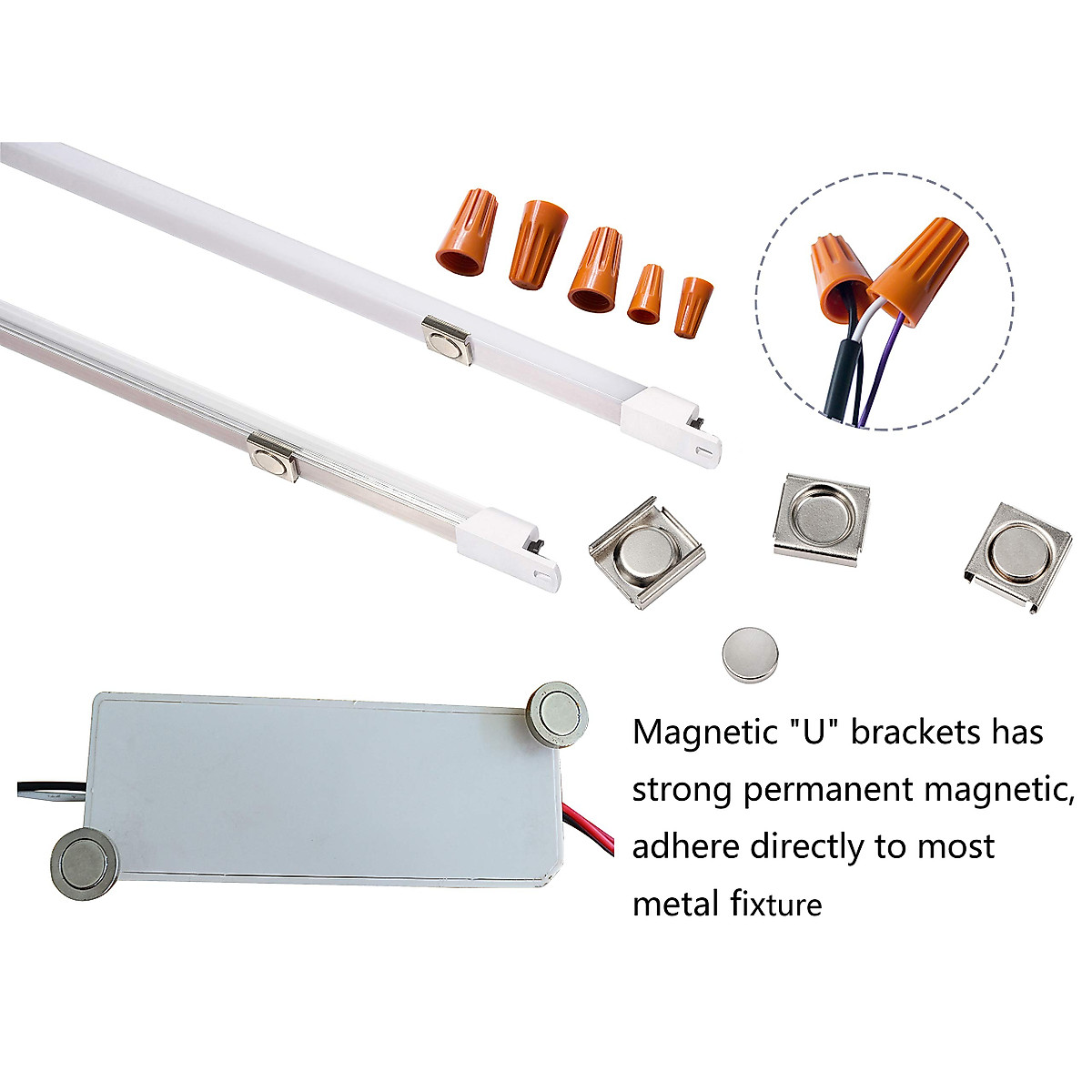 jimwhen Magnetic Mount 2FT LED Retrofit Kit,18W 2x2 FT (1 Driver&2 LED Strips),150LM/W,5000K Nature White,0-10V Dimmable,T8 T10 T12 Fluorescent Replacement Troffer Retrofit Kit,Quick Easy Install