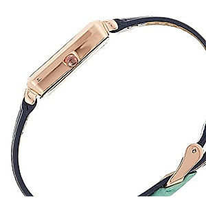 Anne Klein Women's Japanese Quartz Dress Watch with Faux Leather Strap, Blue, 14 (Model: AK/3820RGNV)