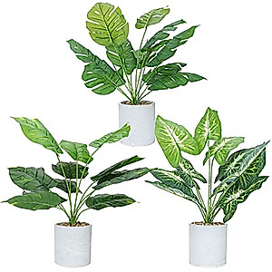 CEWOR 3 Pack Fake Plants Artificial Potted Faux Plants for Indoor Office Desk Shelf Bathroom Home Farmhouse Decor