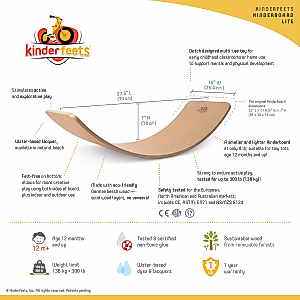 Kinderfeets, Kinderboard, Waldorf Original Wooden Balance Board for Toddlers, Kids, Teens, Adults - Bamboo