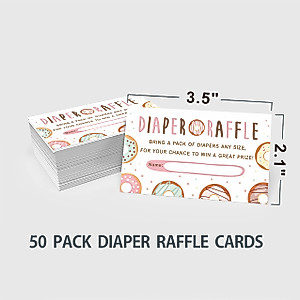 JCVUK Baby Shower Games, 1 Diaper Raffle Standing Sign with 50 Diaper Raffle Tickets,Donut Love Theme Babyshower Party Decorations and Supplies For Boys or Girls(LBLK-B11)