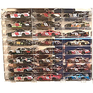 Hot Clear Acrylic Display Case for 1:24 scale Diecast Toy Model Race Cars Wheels Storage Shelves Showcase, 24 Compartments, Wall Mounted