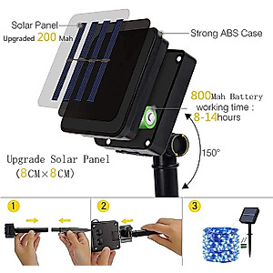 Ligarko Solar Fairy Lights Outdoor, 2 Pack Each 46FT 120 LED Solar Lights Outdoor Waterproof 8 Modes Copper Wire Decorative Solar String Lights for Garden, Patio, Festival, Party (Blue)