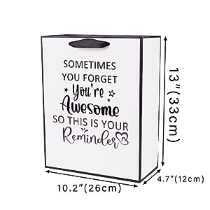 Lyforpyton Large Reminder Gift Bag with Tissue Paper 13" Black and White Gift Bag for Men Women Best Friends Coworker Birthday