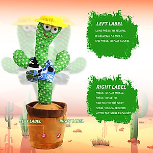 Oiuros Dancing Cactus Talking Baby Toys with Lights, Dancing Cactus Mimicking Toy Repeats What You Say Cactus Toy for Children's Early Education