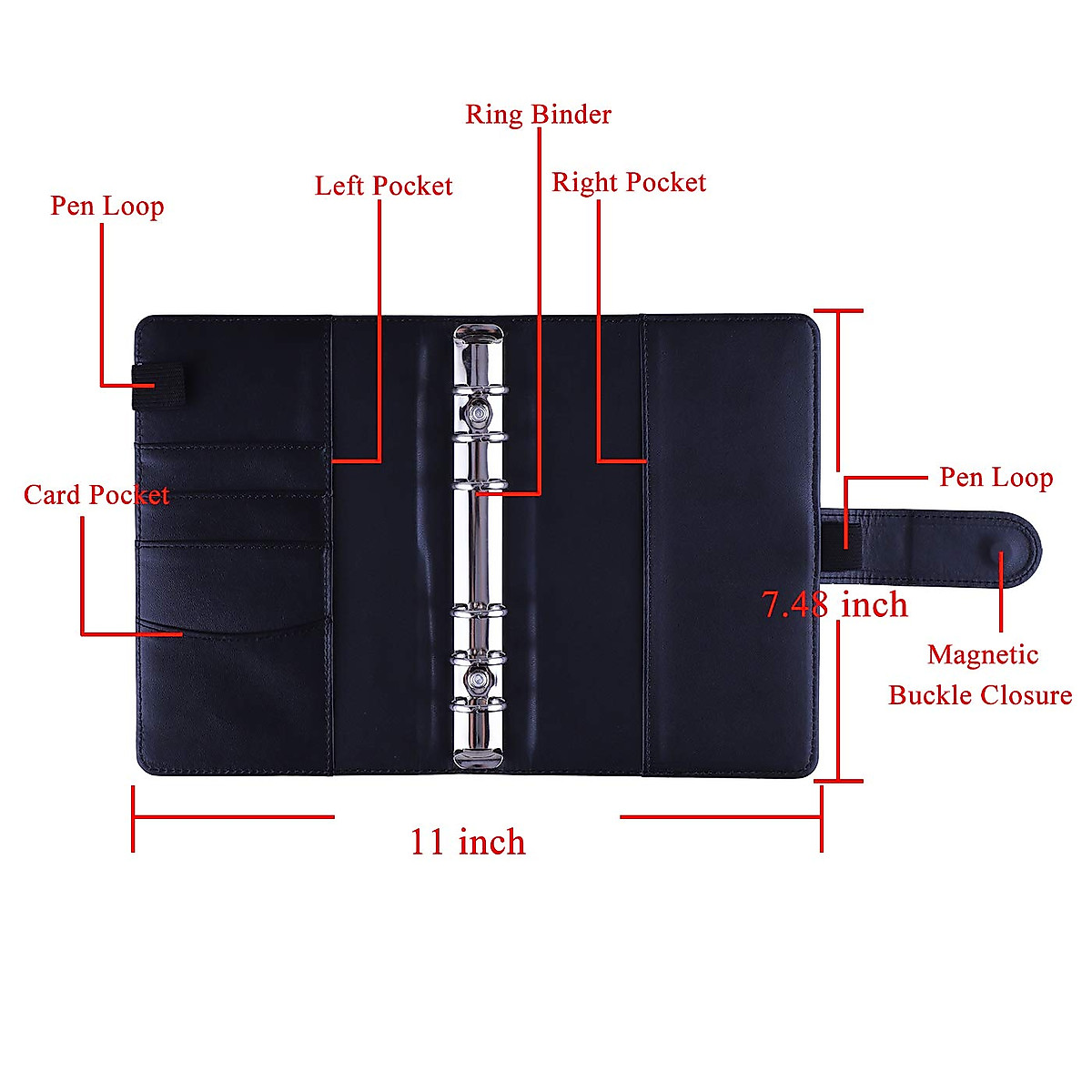 Antner Budget Binder with Zipper Envelopes, Money Binder Organizer with Cash Envelopes for Budgeting & Saving Money, A6 Budget Planner with 12 Cash Envelopes & 20 Colorful Stickers for Cash, Black