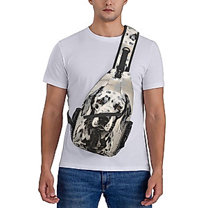 Hicyyu Harlequin Great Dane Outdoor Crossbody Shoulder Bag For Unisex Young Adult Hiking Sling Backpack