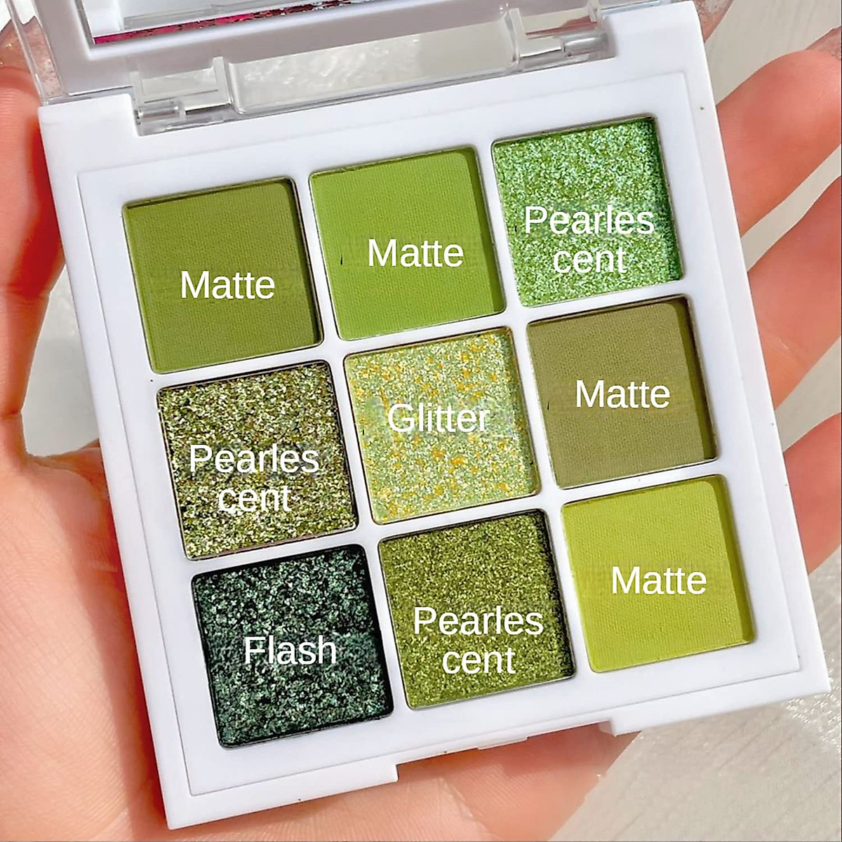 MAEPEOR Olive Green Eyeshadow Palette 9 Colors Stunning Matte Glitter Eyeshadow Palette Longlasting Waterproof Shimmer Eye Shadow for Girls and Women (Set 5, Olive Green)