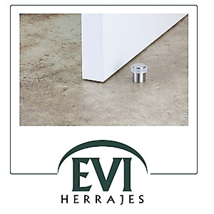 EVI | Pack 2 Doorstops | 20x25mm | Threaded Base | White Rubber | Stainless Steel | Includes Screw + Fastening Plug | Mod. I-181-BCB