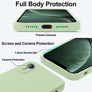 Vooii Compatible with iPhone XR Case, Upgraded Liquid Silicone with [Square Edges] [Camera Protection] [Soft Anti-Scratch Microfiber Lining] Phone Case for iPhone 10 XR 6.1 inch - Matcha
