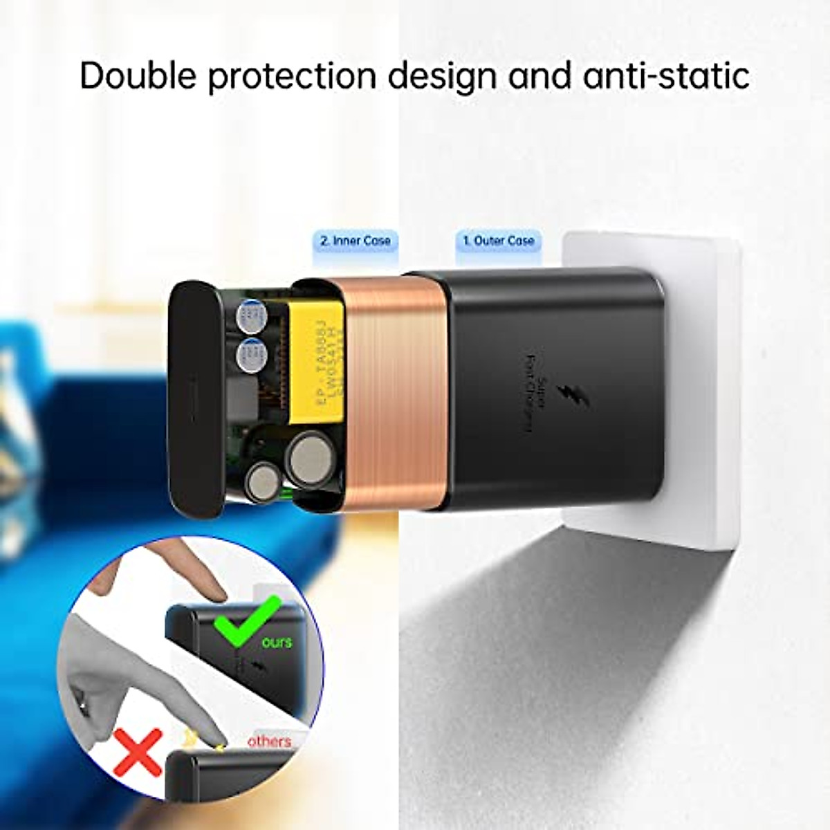 for Samsung Super Fast Charger USB Type C 45W Charging Block PD PPS for Samsung Galaxy S23 S22 Ultra Plus S20 Note 10 Tab S8 Ultra Plus S7 Fe S21 A53 A52 Z Fold Flip 3 5G 6.6ft 100W USB-C Cable Black