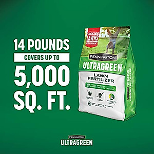 Pennington 100536576 UltraGreen Lawn Fertilizer, 14 LBS, Covers 5000 Sq Ft
