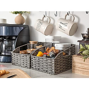 StorageWorks 2-pack Round Paper Rope Storage Baskets + 2-pack Bathroom Storage Organizer Basket