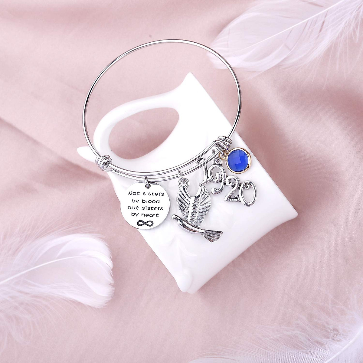 HOLLP 1920 Sorority Navy Jewelry Not Sis-ters by Blood But Sist-ers by Heart Pigeon Bracelet Sis-ter Gift Sorority Gift Greek Sorority Inspired Gift for Finer Women(Bracelet)