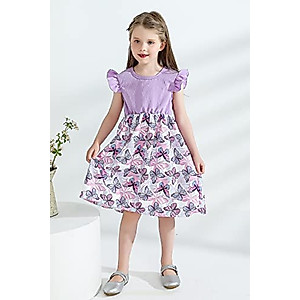 Toddler Girls Dress Butterfly Print Ruffle Sleeveless Baby Girl Dresses (Sister-Backless Dress, 2-3 Year)