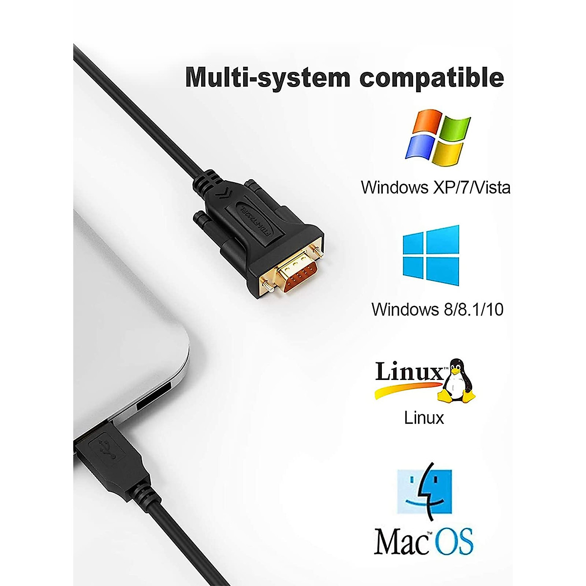 CableCreation USB to RS232 Cable (FTDI Chipset), 3 Feet RS-232 Male DB9 Serial Converter Cable for Windows 11, 10, 8.1, 8,7, Vista, XP, 2000, Linux, Mac OS X,1M / Black