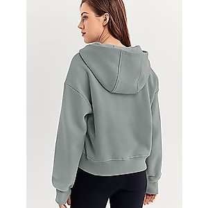 Trendy Queen Womens Hoodies Quarter Half Zip Pullover Oversized Sweatshirts Half With Pockets Fall Clothes GreyGreenM