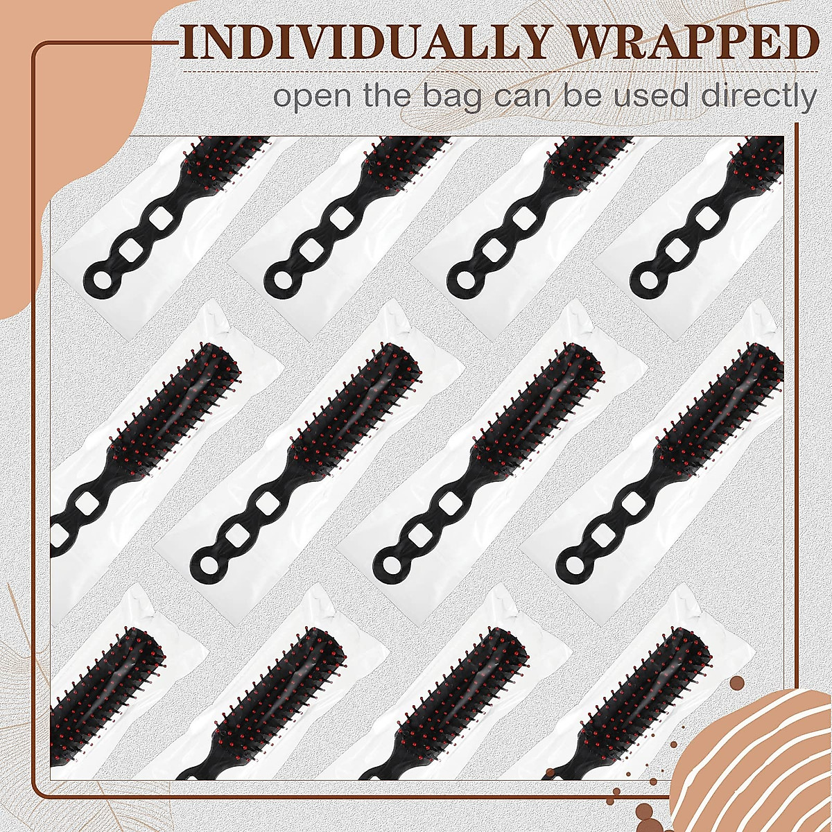 200 Pcs Hair Brushes for Homeless Individually Wrapped Detangling Brush Curly Hair Brush Vent Hairbrush Comb Pp Material Curly Wavy Hair Blow Drying Styling for Shelter Hotel Woman Man, Black