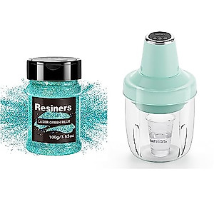 Resiners Holographic Ultra Fine Glitter Powder and Resin Bubble Remover - Metallic Epoxy Resin Glitter & -95kPa Vacuum Degassing Chamber, Epoxy Resin Airless Machine for Arts Crafts Jewelry M