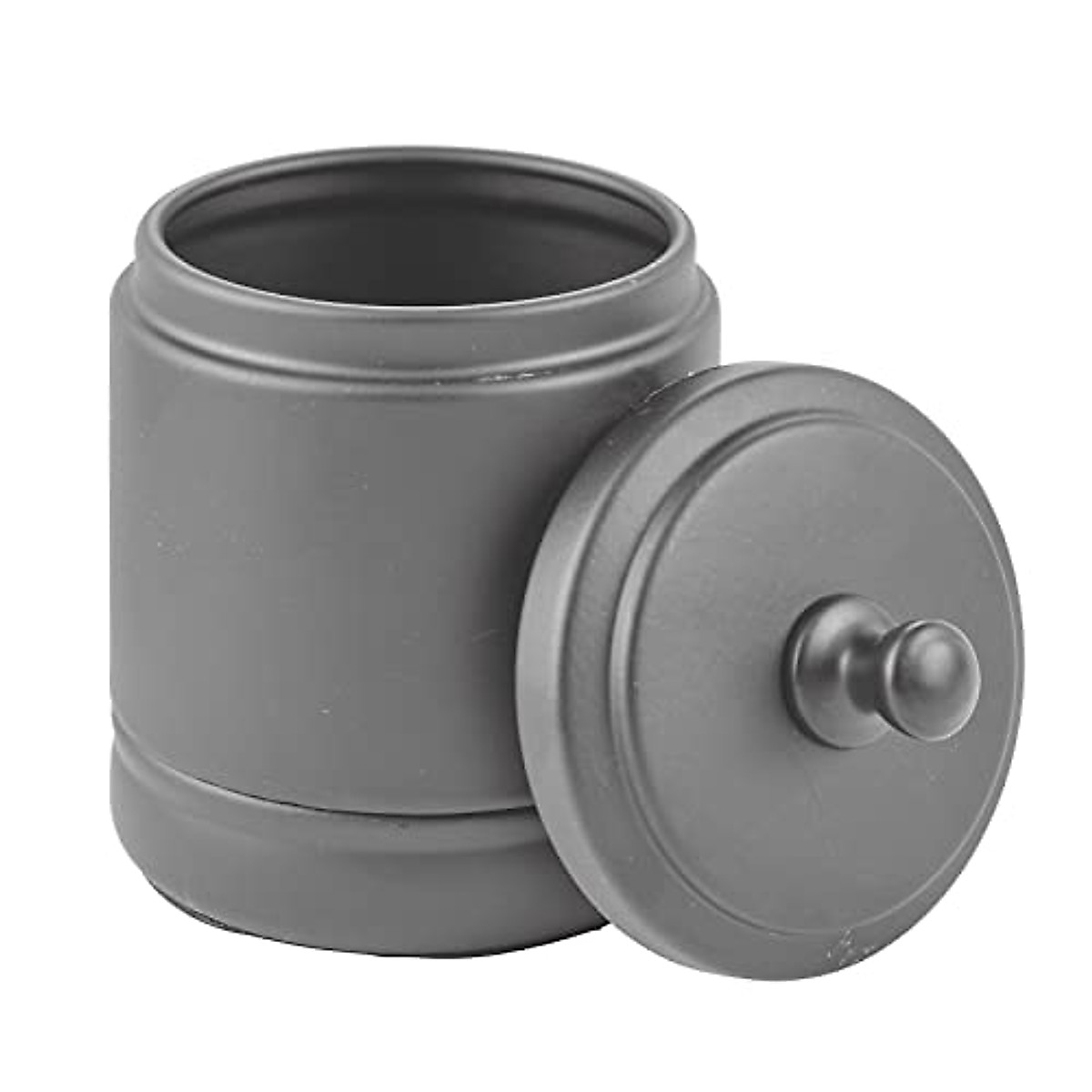 mDesign Metal Bathroom Vanity Storage Organizer Canister Jar with Lid for Cotton Balls, Swabs, Makeup Sponges, Bath Salts, Hair Ties, Jewelry - Hyde Collection - Graphite Gray