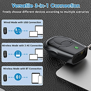 Symcode Small Portable 2D QR Barcode Scanner for Inventory,3-in-1 Bluetooth & USB Wired & 2.4G Wireless Barcode Reader,Connect Smart Phone, Tablet, PC Bar Code Scanning,Work with Windows, Mac,iOS