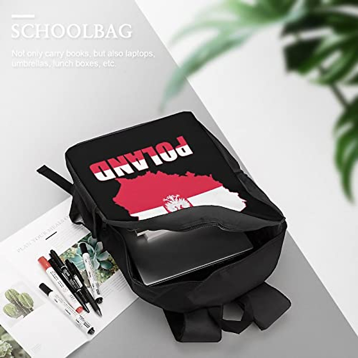 Poland Map Flag Casual Backpack Fashion Shoulder Bags Adjustable Daypack for Work Travel Study
