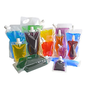 20 pcs Transparent Spout Pouches Drink Bags Plastic Squeeze Pouches Wine Flask Pouch Reusable & Concealable Juice Sauce Shampoo Liquor Packaging Bags (250 ml, STCB-250)(4.33x6.89+1.18 in)