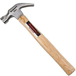 16-Ounce Claw Hammer - Basic Hand Tool for DIY and Woodworking with Natural Wood Anti-Vibration Handle and Drop-Forged Steel Head by Stalwart