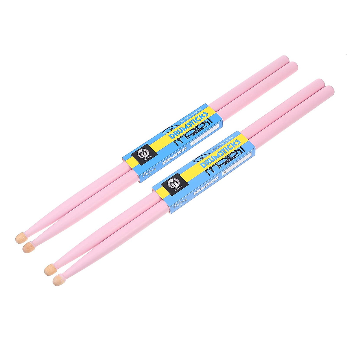 MILISTEN 2 Pairs Pink Maple Percussion Drum Sticks Maple Wood Drumsticks Non Slip Drum Sticks Wood Tip Maplewood Drumstick for Kids Students and Adults