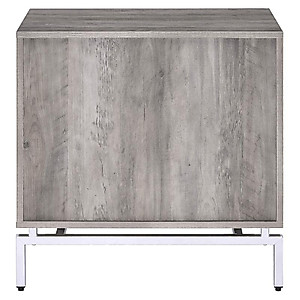 Acme Cistus Wooden Accent Table in Weathered Gray Oak and White