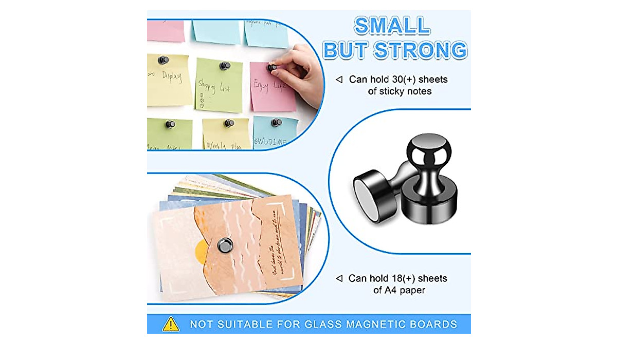 12Pcs Strong Black Fridge Magnets - Organize with Style