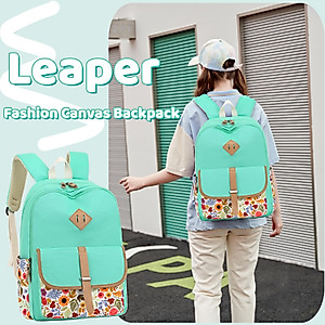 Leaper Stripe Canvas Backpack Large Laptop Bag Travel Shoulder Bag bag Daypack Water Blue