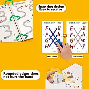 Magical Tracing Workbook Set,Reusable Magic Practice Copybook for Kids with Drawing Pens & Eraser,Learning To Write Alphabet,Numbers and Line Tracing (Digital drawing 64 Pages/32 Sheets (2-6 Years))