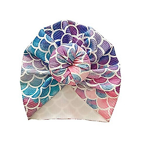 Asufegucd Baby Nylon Big Bow Turban Hats India Beanie Bohemia Donuts Cap Girls Headwear Bun Knot (Multicoloured ASFK8728)