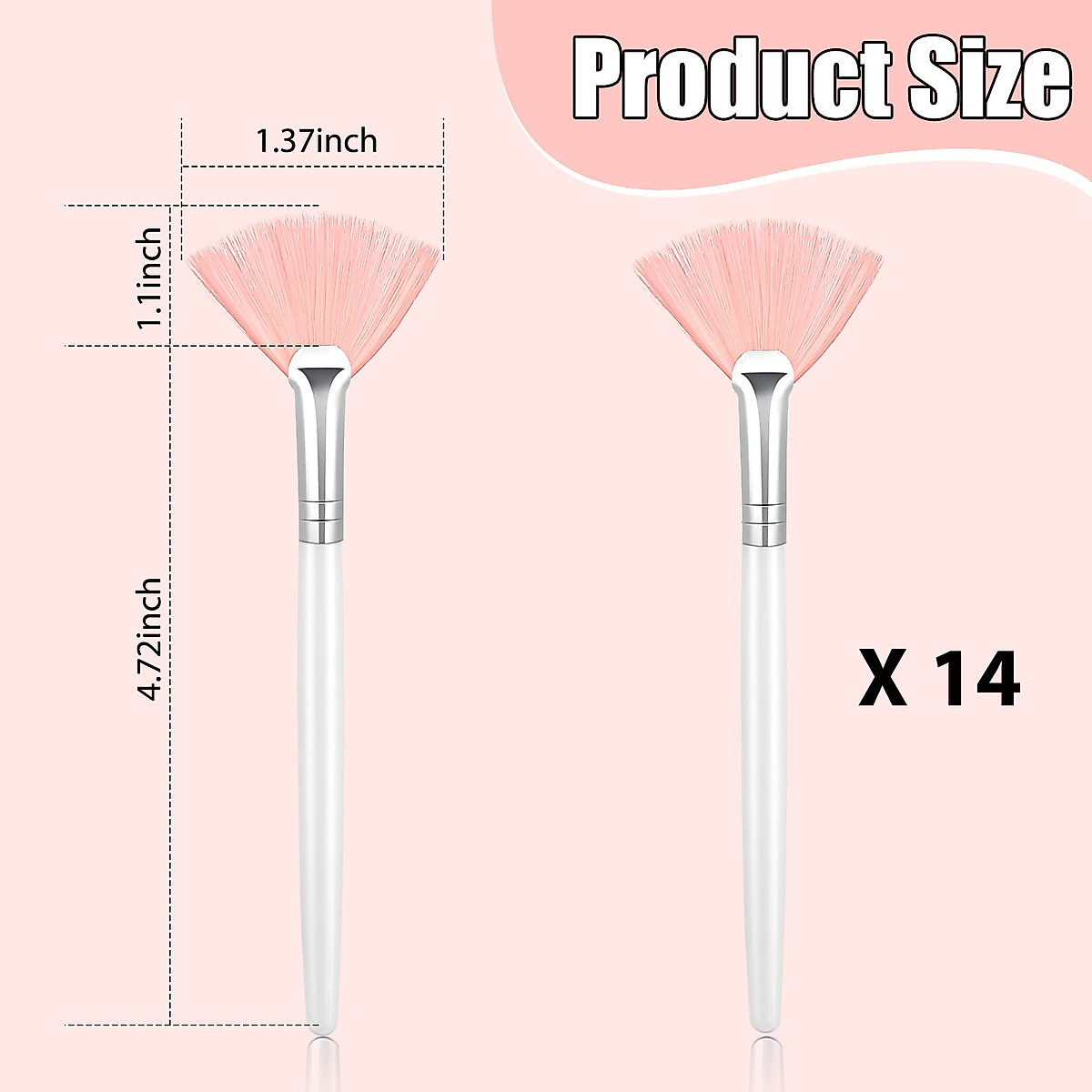 Patelai 14 Pieces Fan Brushes Applicator, Mask Brushes for Facial Makeup Tools for Face Cosmetic(Pink)