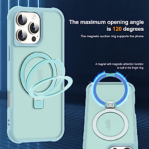 SKYLMW Compatible with iPhone 16 Pro Case with Invisible Magnetic O-Ring Stand Military-Grade Translucent Case for iPhone 16 Pro 6.3" [Compatible with Mag-Safe][Great Grip Feeling], Blue