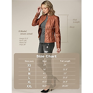 Made By Johnny MBJ WJC877 Womens Panelled Faux Leather Moto Jacket XL Camel