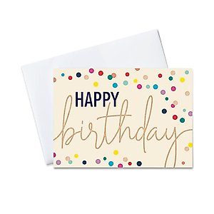 CEO Cards - Birthday Greeting Cards (Pastel Confetti), 5x7 Inches, 25 Cards & 26 White Envelopes (B2003)