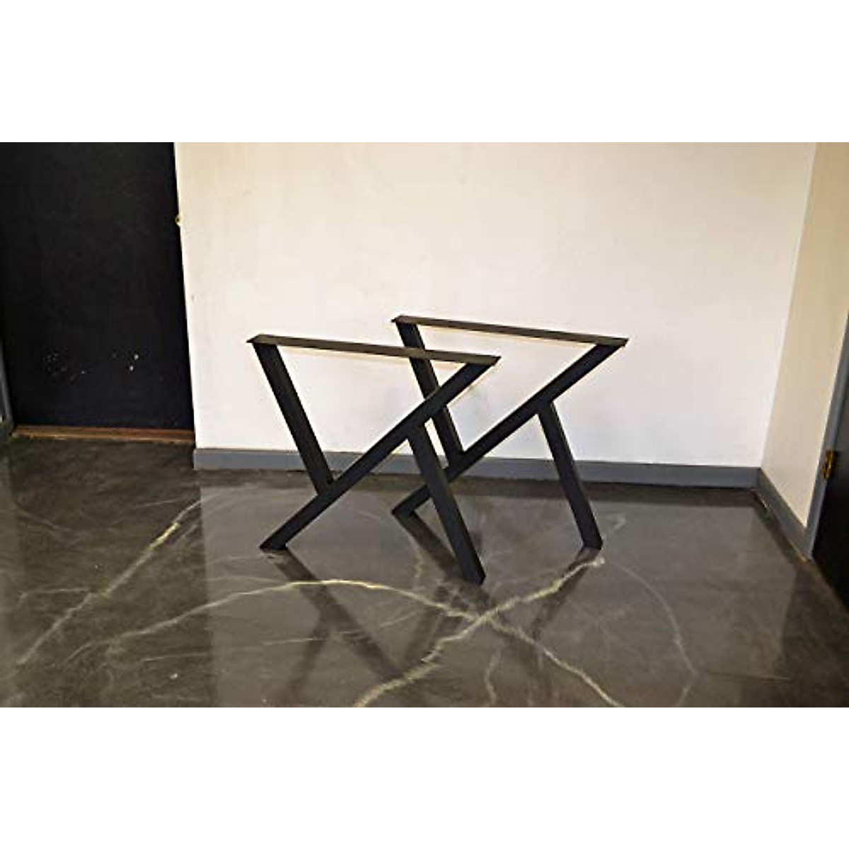 Metal Table Legs, Offset X-Frame Style - Any Size and Color