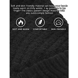 4 Pairs Womens Winter Gloves Warm Touch Screen Knit Fleece Gloves for Women Cold Weather (Black, Gray, Pink, Beige, One Size)