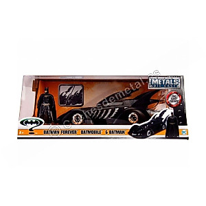 Jada Toys DC Comics Batman Forever Batmobile & Batman Figure 1:24 Die - Cast Vehicle with Figure Matte Black