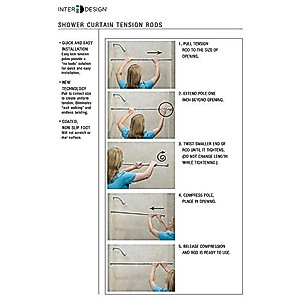 iDesign Cameo Metal Tension Curtain Rod for Bathtub, Shower Stall, Closet, Doorway, Expandable 50”-87”, Matte Black