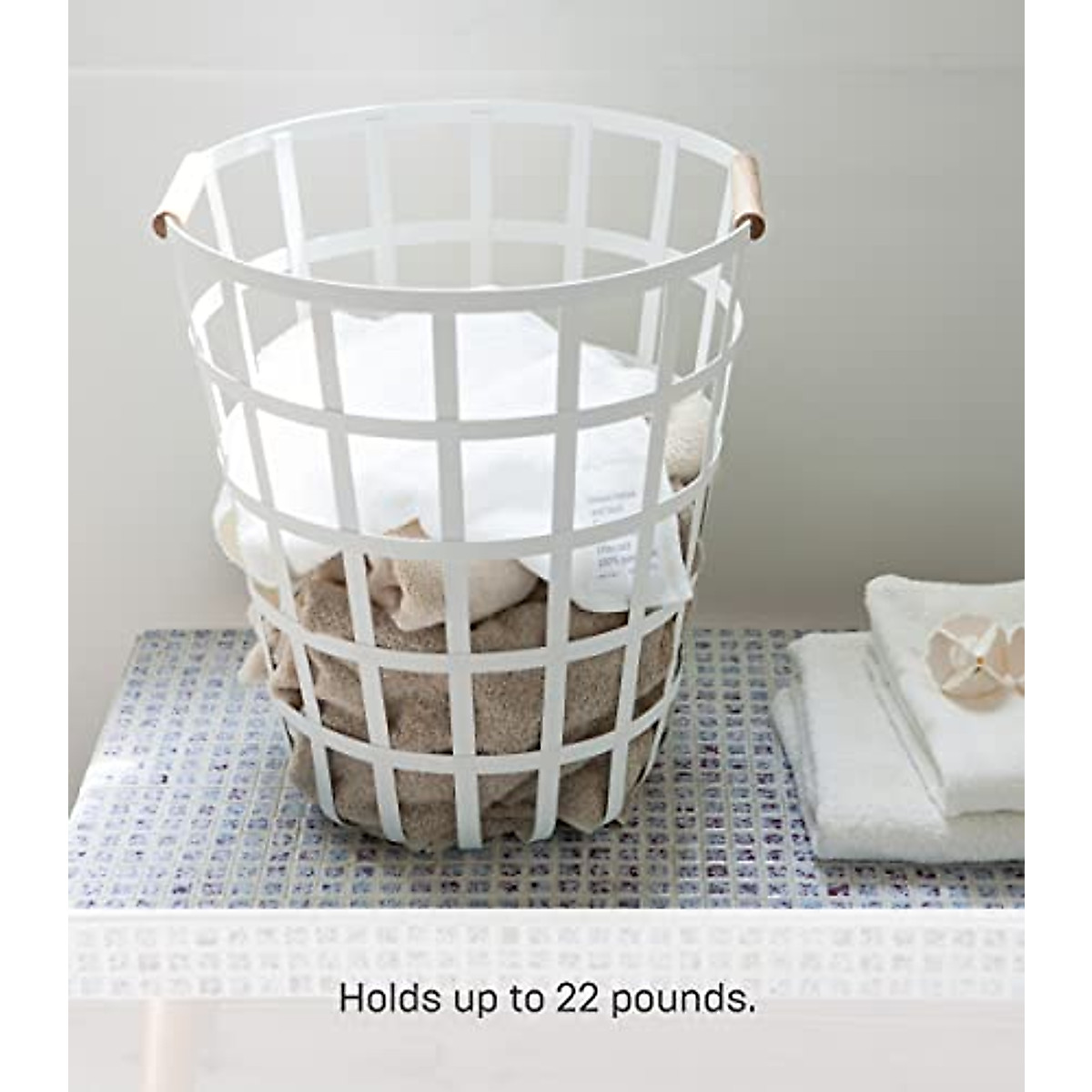 YAMAZAKI home Tosca Round Laundry Basket White,